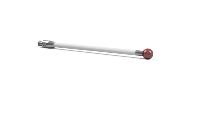 Straight M3 CMM Stylus, 2mm Ruby Ball, 30mm Ceramic Stem, — DM Metrology